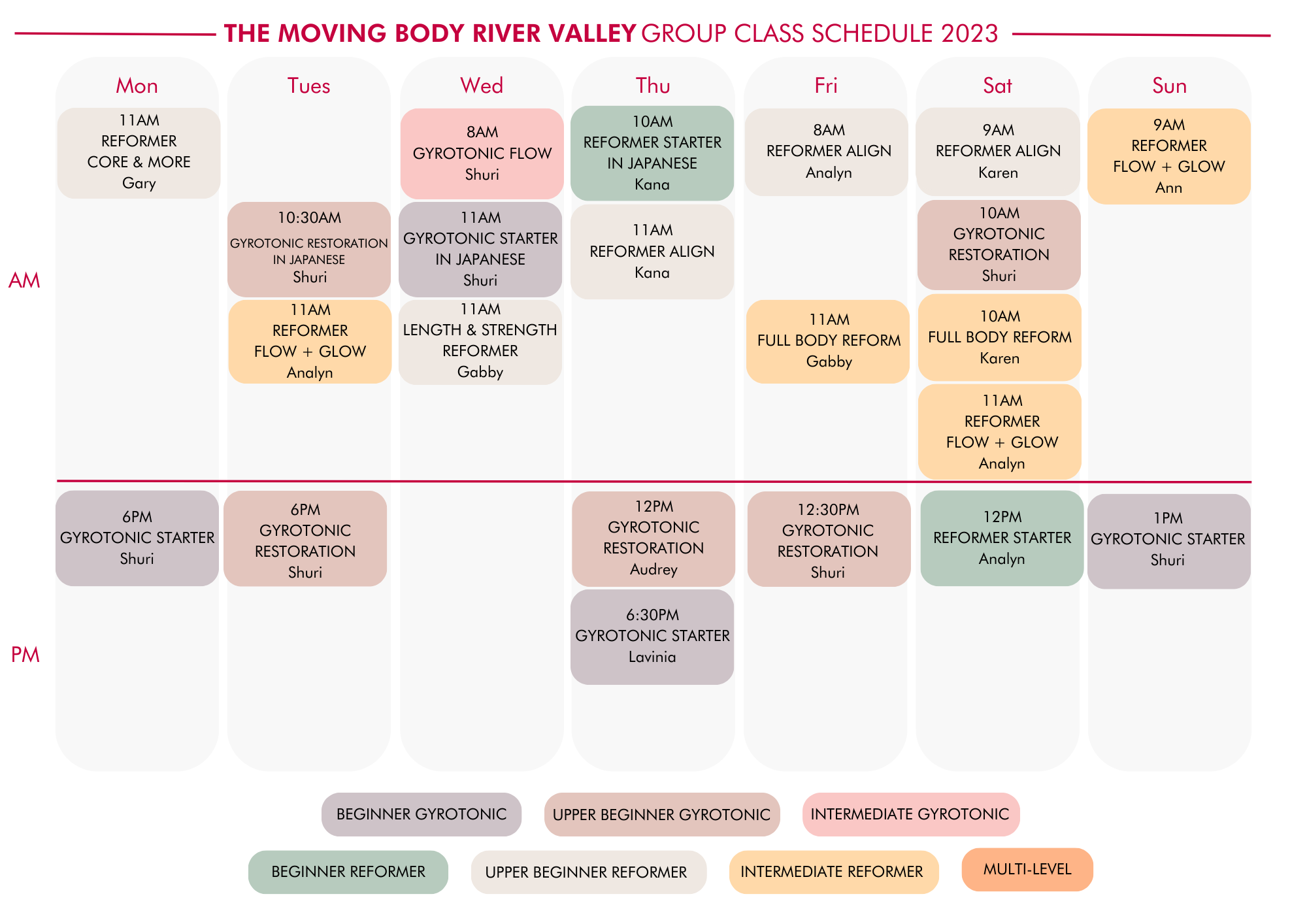 River Valley Group Class Schedule - The Moving Body Group